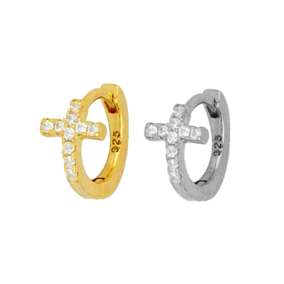 MINI CROSS HOOP EARRING (UNIT) – Marta Trens Joyería